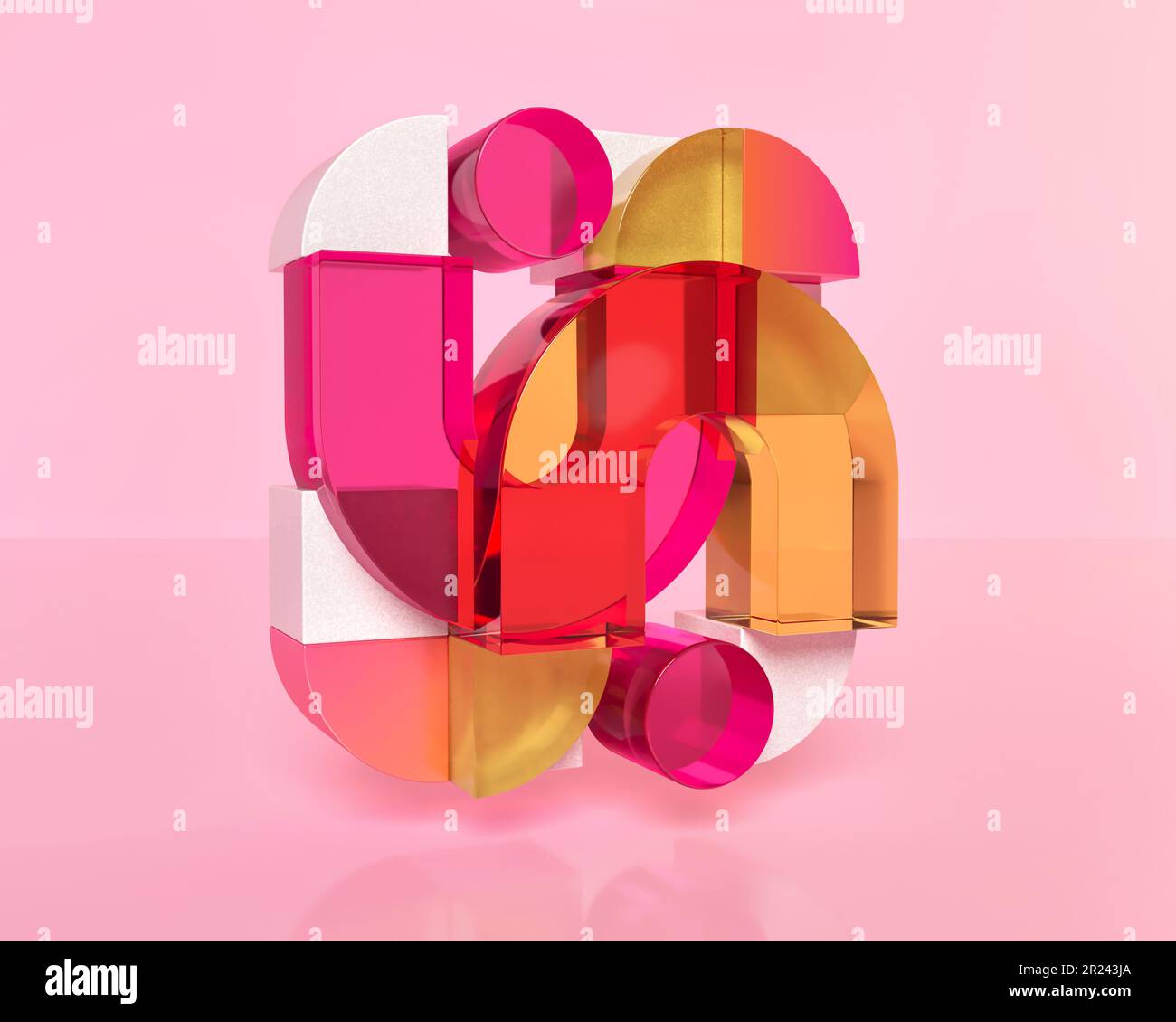 Convex geometric shapes - colored geometric objects 3d illustration ...