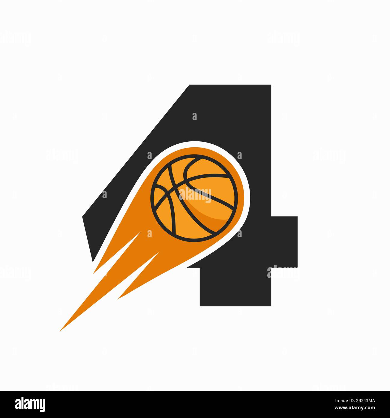 Letter 4 Basketball Logo Concept With Moving Basketball Icon. Basket ...