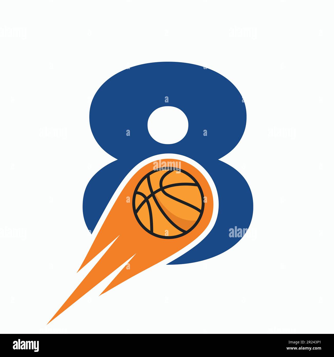 Letter 8 Basketball Logo Concept With Moving Basketball Icon. Basket ...