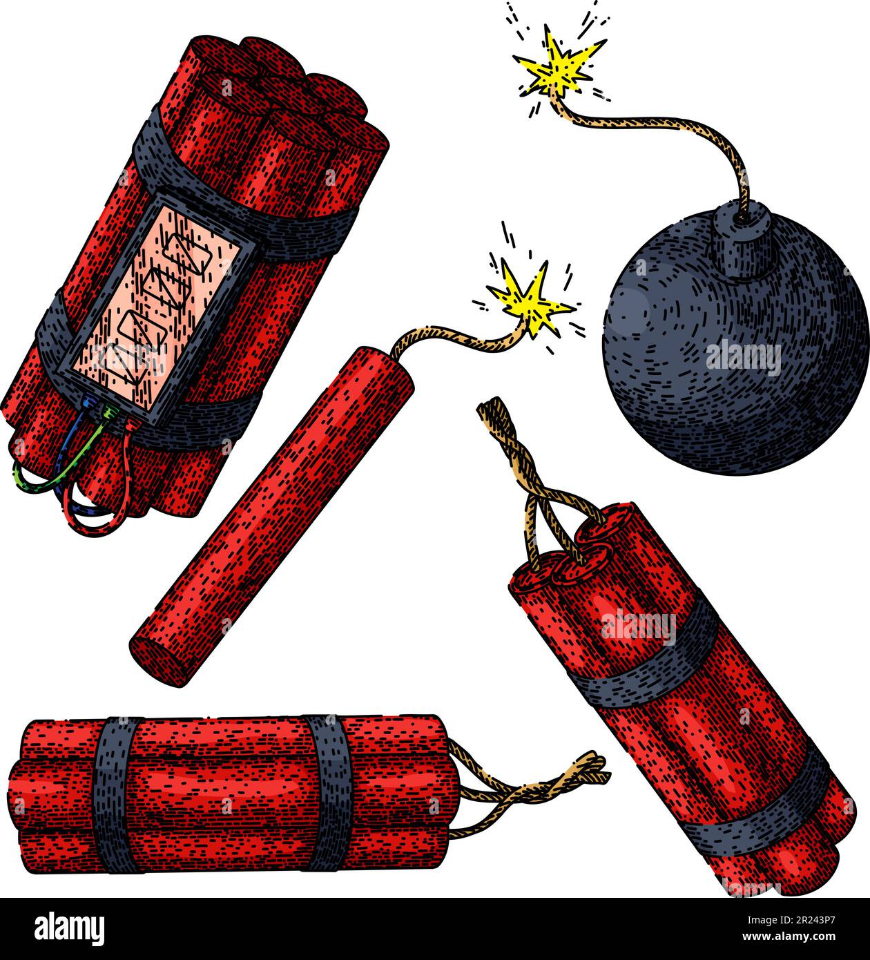 Stick dynamite burning wick illustration Stock Vector Images - Alamy