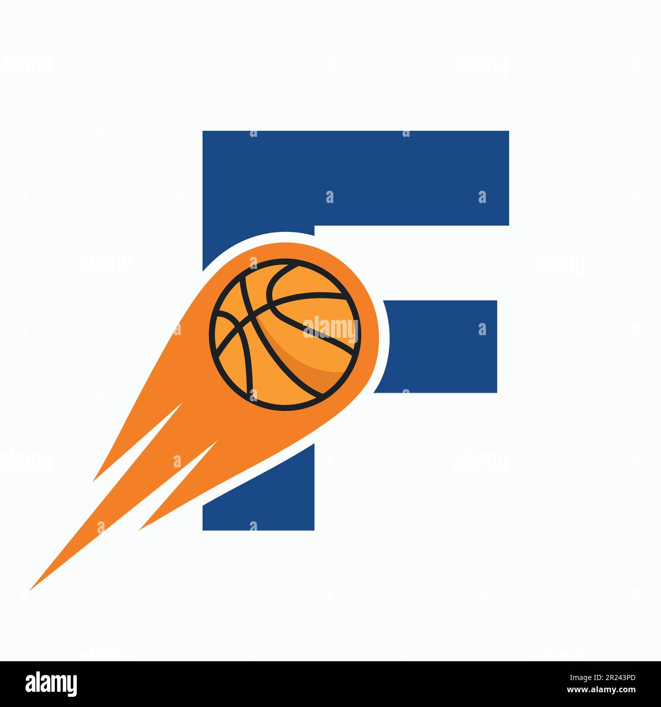 Letter F Basketball Logo Concept With Moving Basketball Icon. Basket ...
