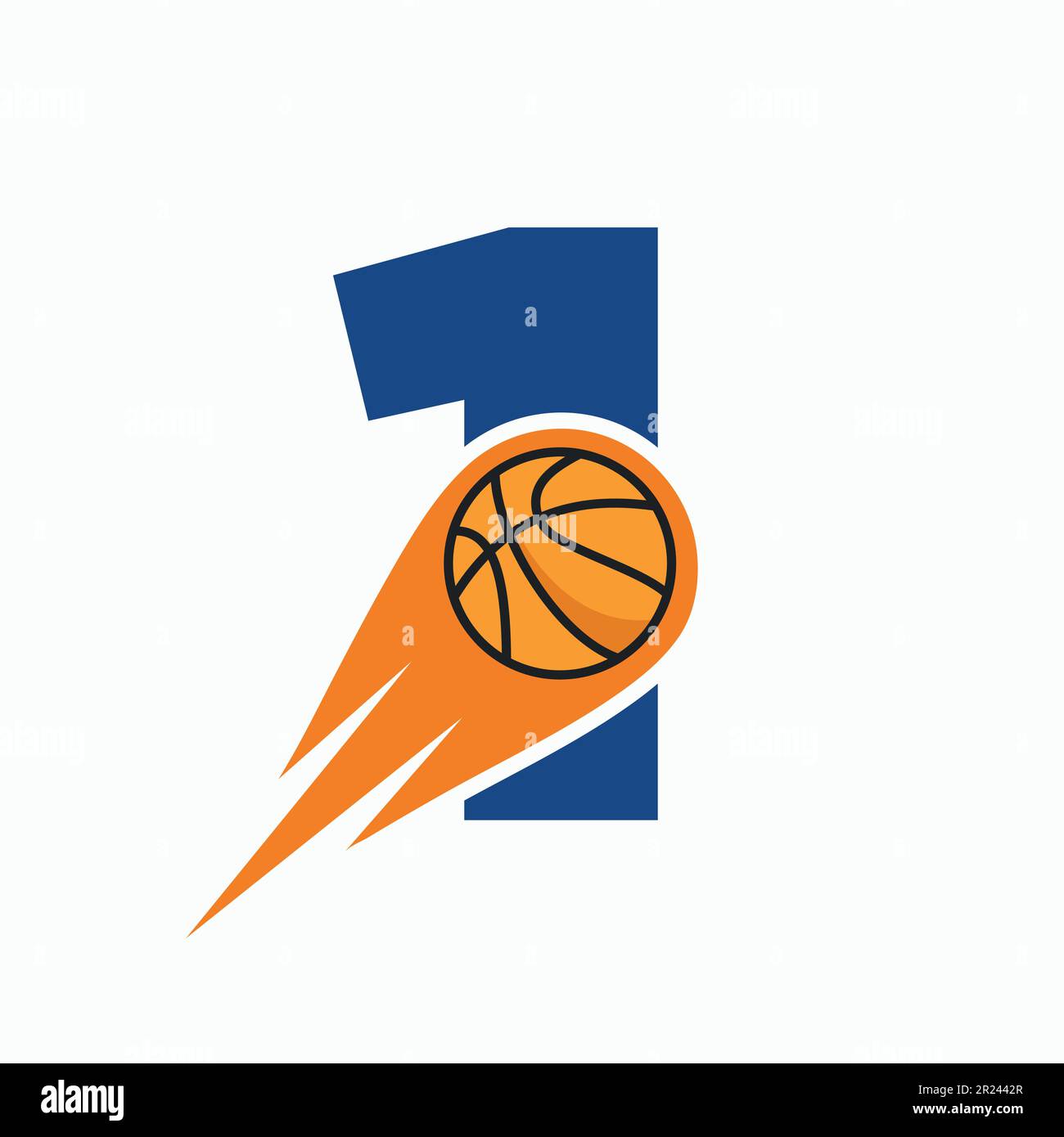 Letter 1 Basketball Logo Concept With Moving Basketball Icon. Basket ...
