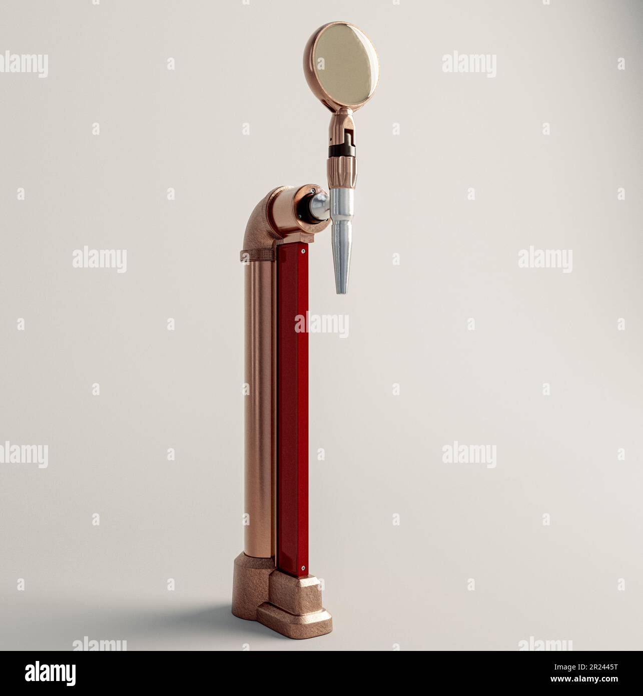 A concept steampunk themed copper draught beer tap on an isolated ...