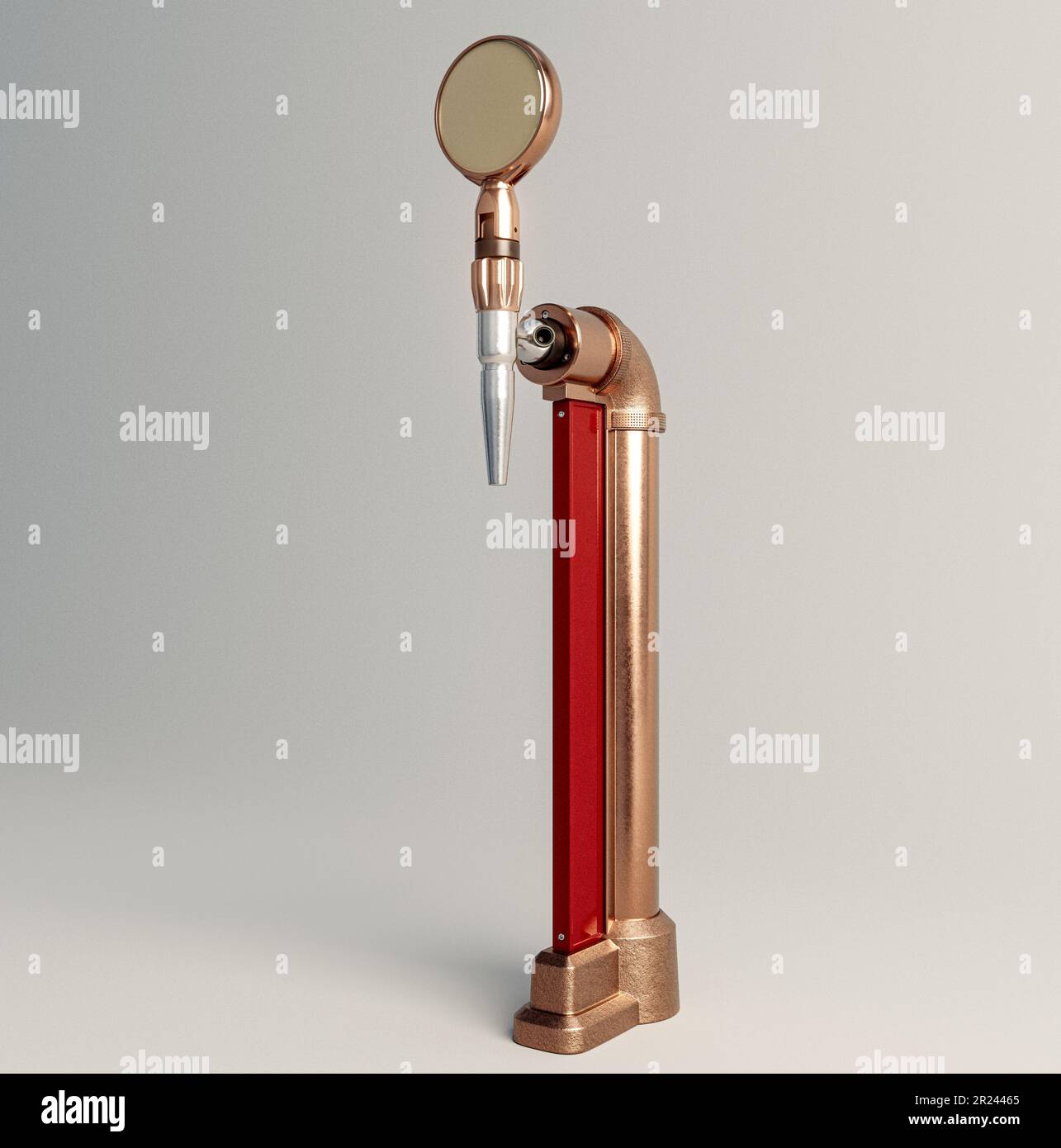 A concept steampunk themed copper draught beer tap on an isolated ...