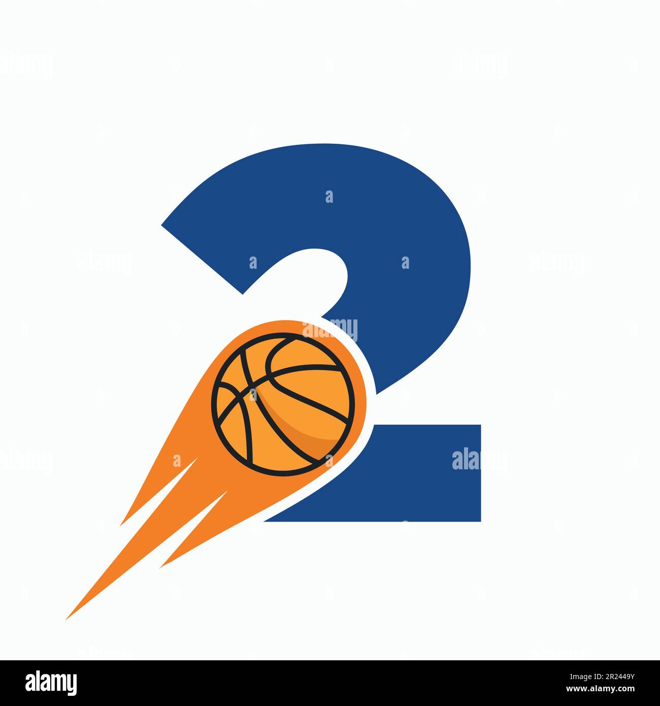 Letter 2 Basketball Logo Concept With Moving Basketball Icon. Basket ...