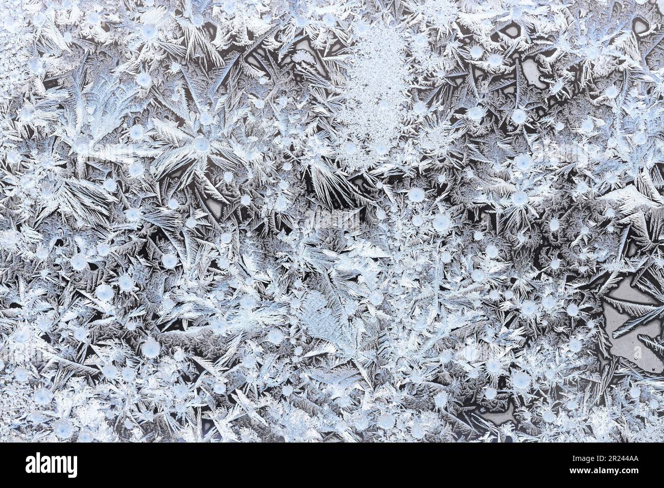 horizontal natural background - frost pattern on surface on home window ...