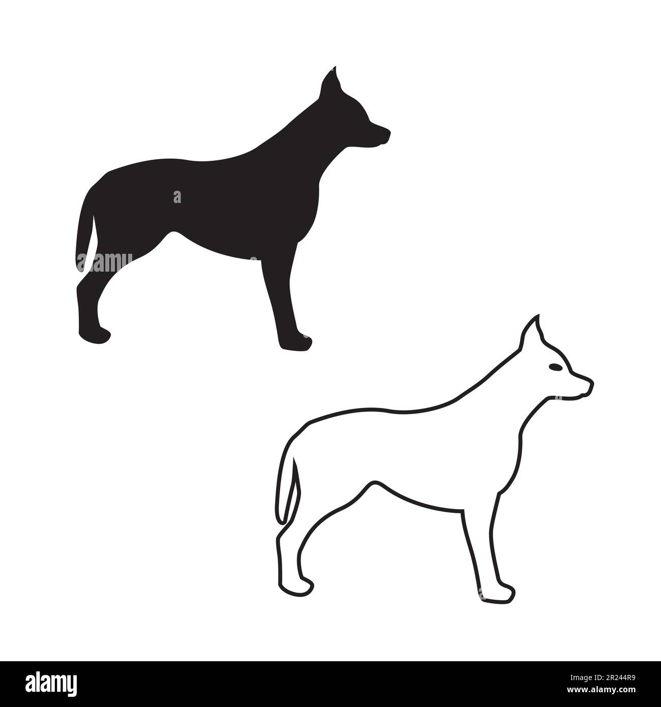 Cartoon wolf standing outline hi-res stock photography and images - Alamy