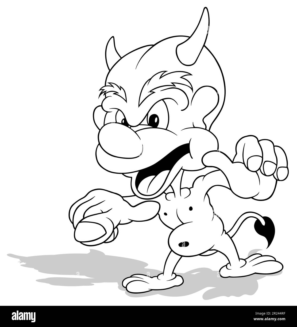 Drawing of a Horned Devil with a Smile Stock Vector Image & Art - Alamy