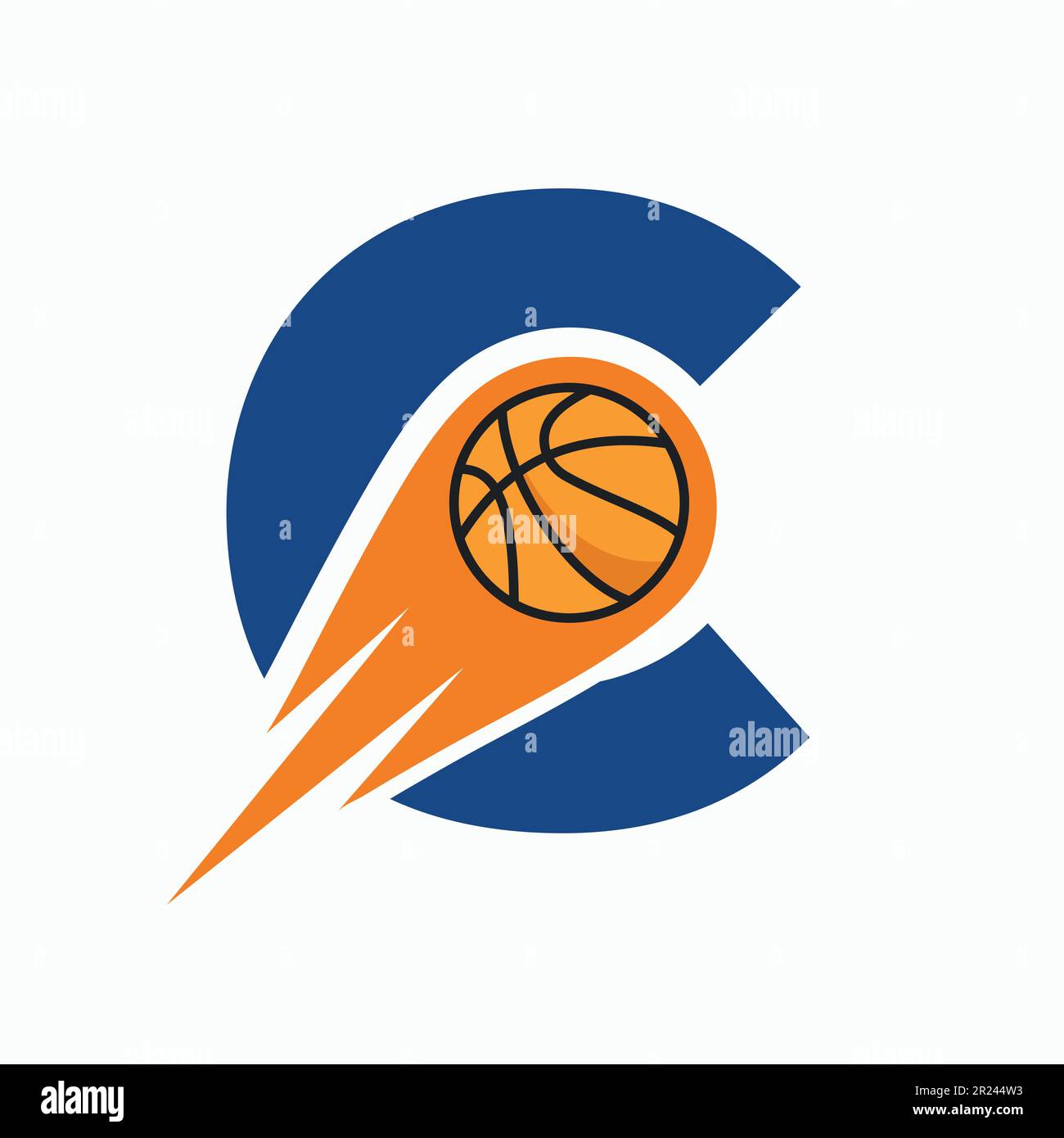 Letter C Basketball Logo Concept With Moving Basketball Icon. Basket ...