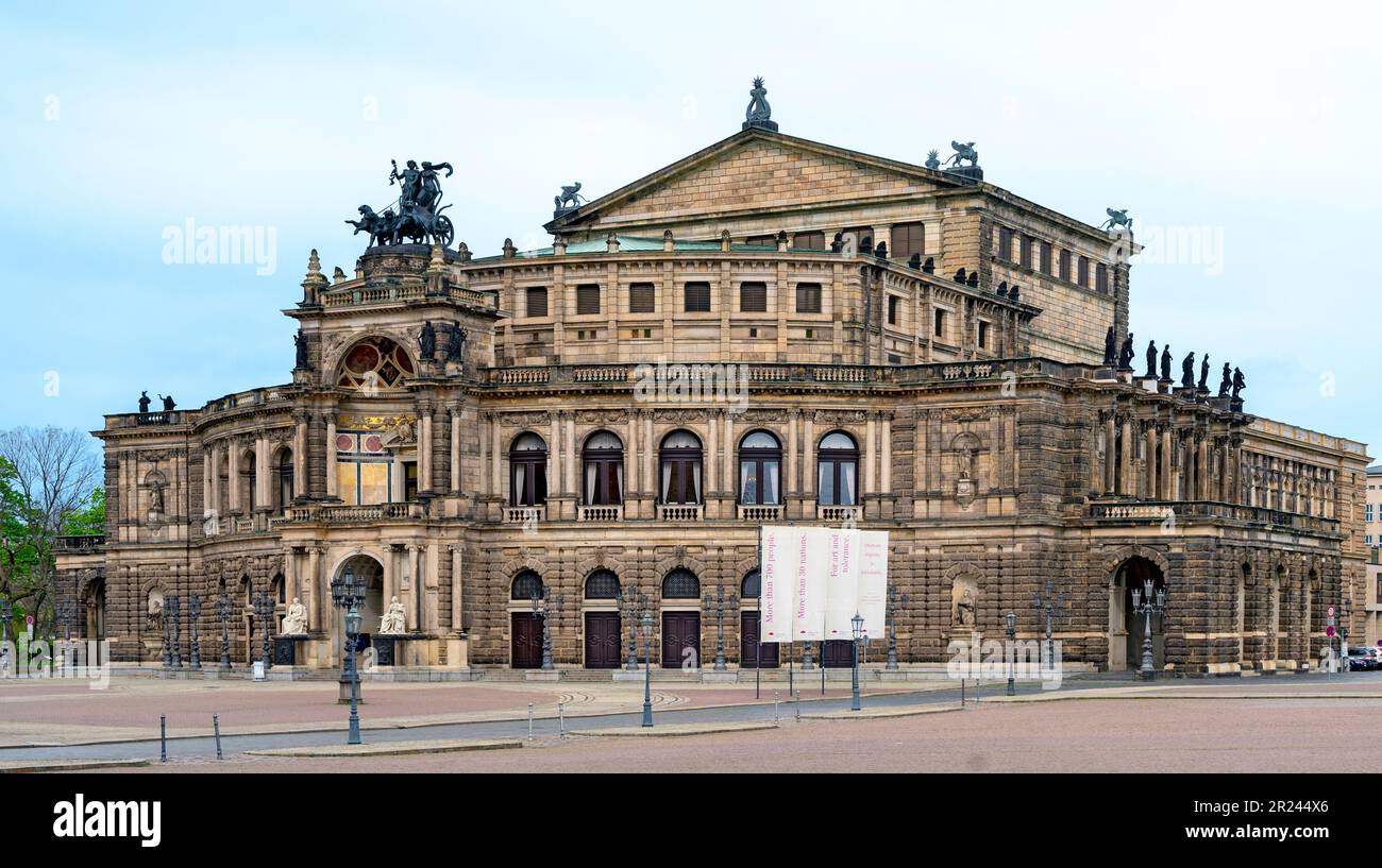 theatre square and Semper opera house in the historic old town of ...
