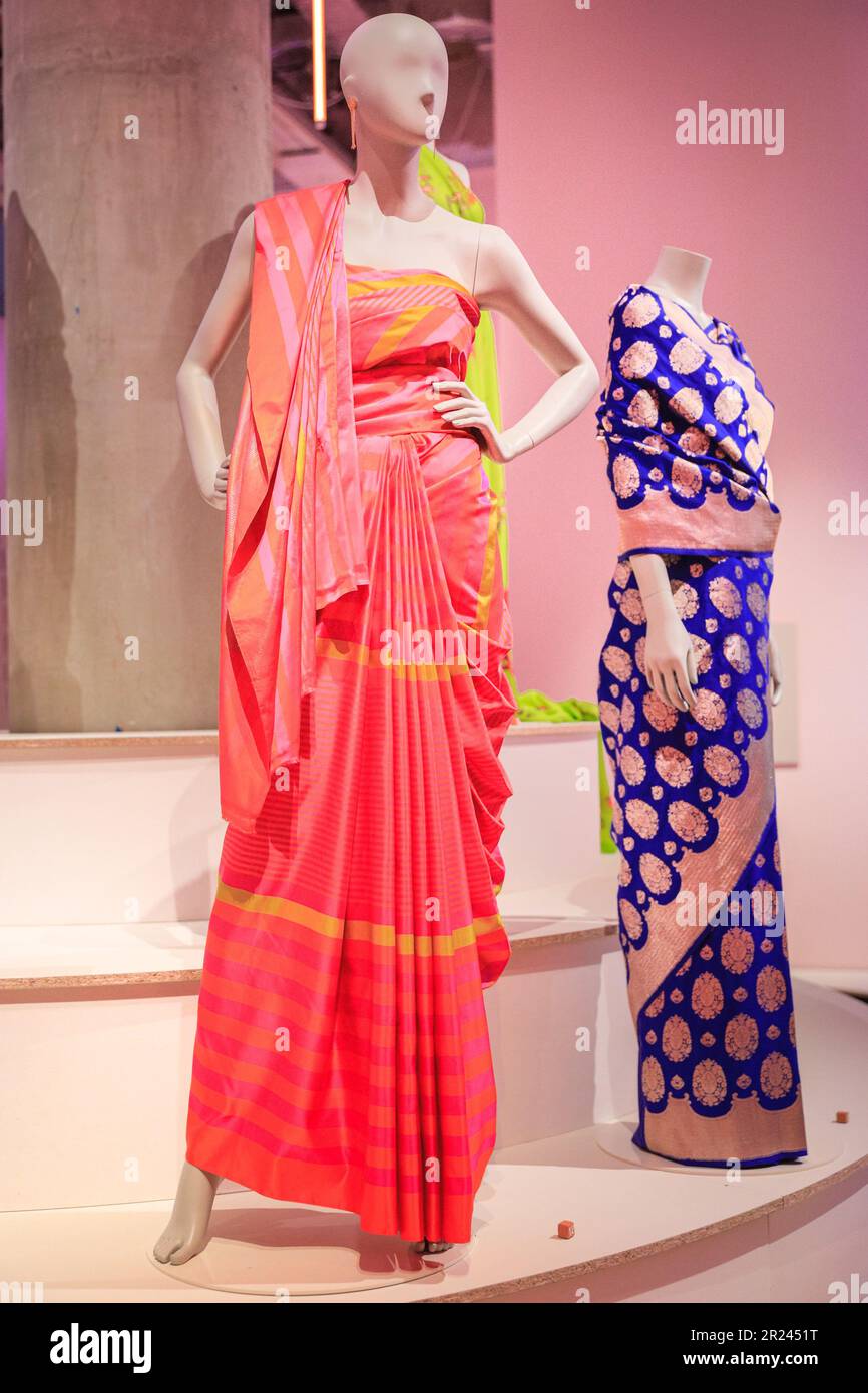 London, UK. 17th May, 2023. A selection of contemporari saris. The ...
