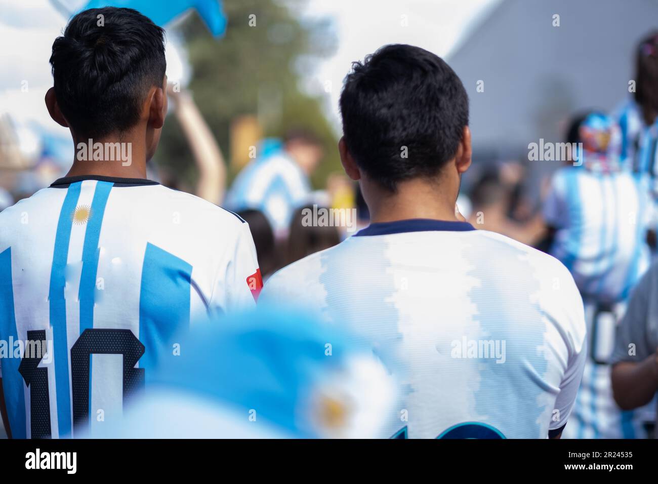 The two men standing in the crowd, Argentinian people celebrating Fifa ...
