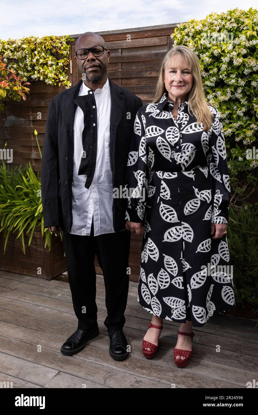 Director Steve McQueen, left, and writer Bianca Stigter pose for ...