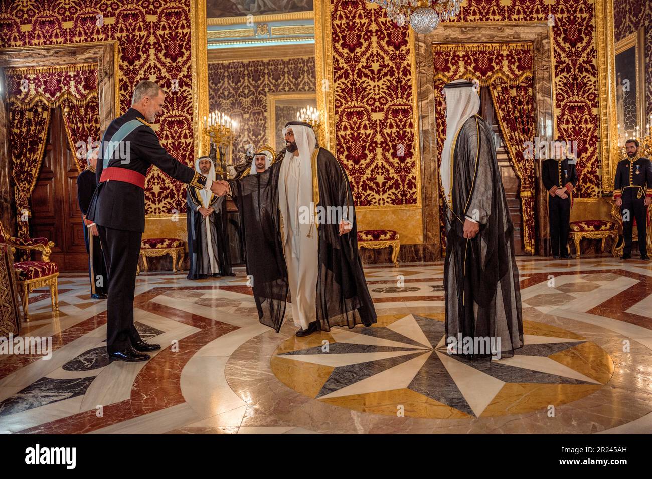 The King of Spain, Felipe VI (l) receives the ambassador of the United ...
