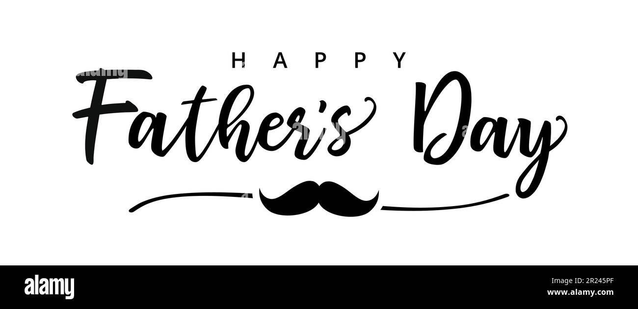 Happy Fathers day doodle mustache typography banner. Concept for Father ...