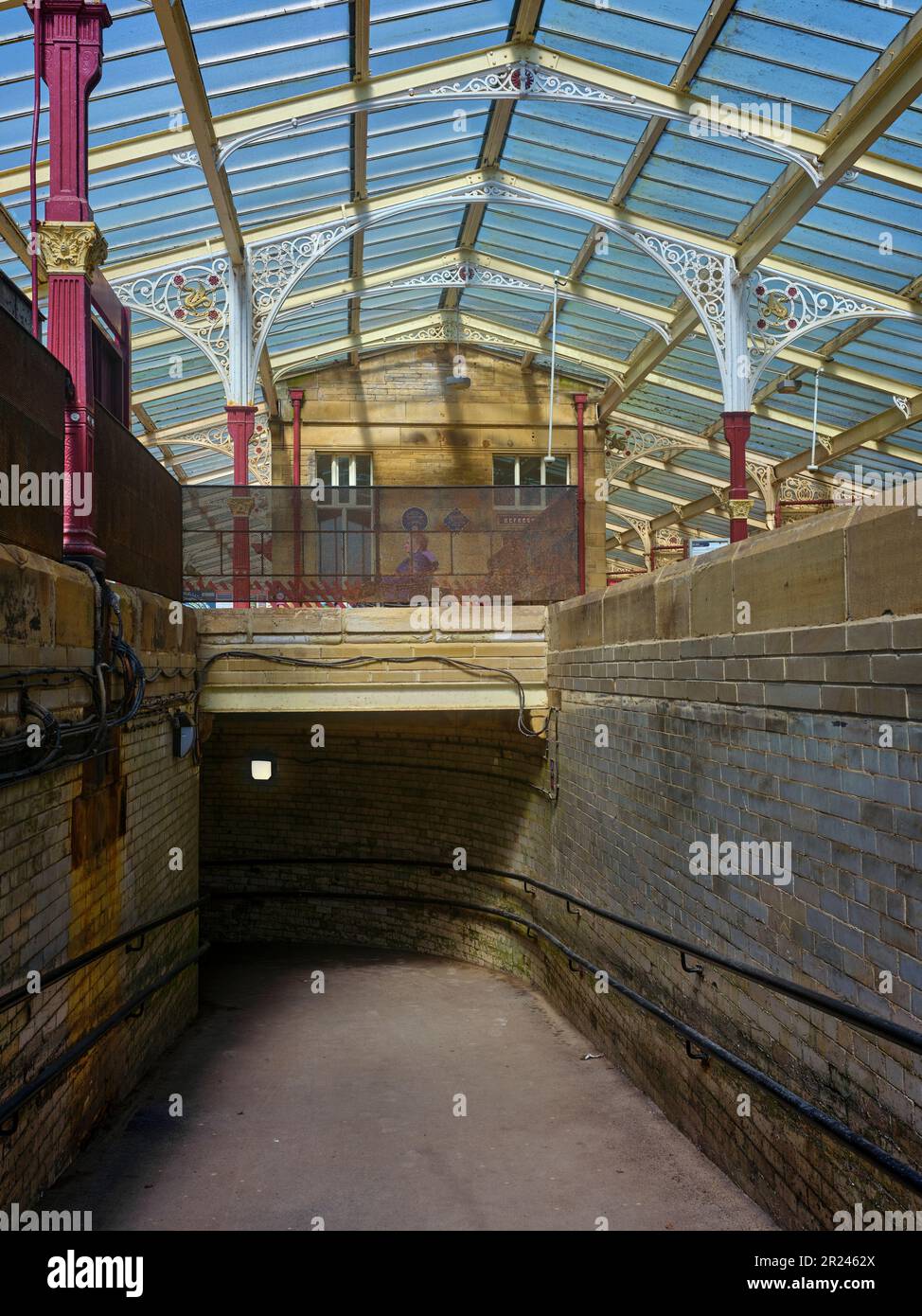 Exit of the underpass to the platforms at Hellifield Railway Station ...
