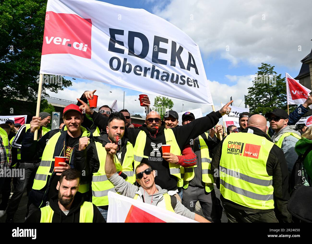 Duesseldorf, Germany. 17th May, 2023. Retail workers protest at ...