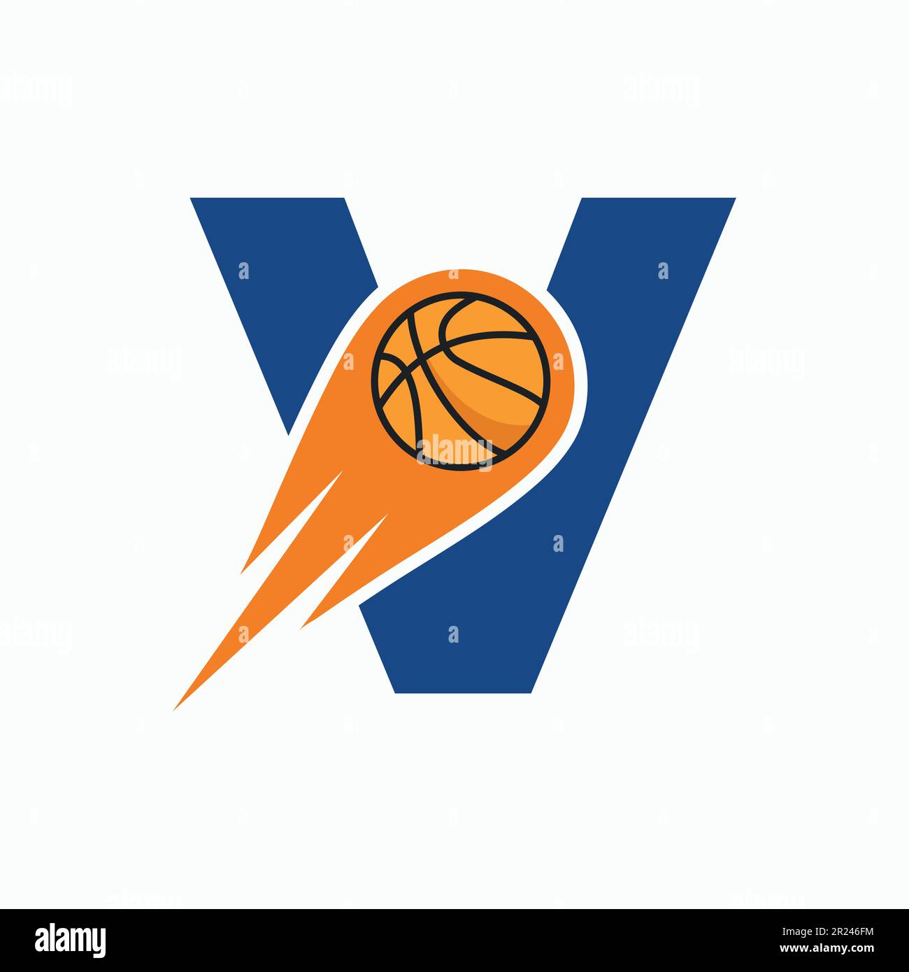 Letter V Basketball Logo Concept With Moving Basketball Icon. Basket ...