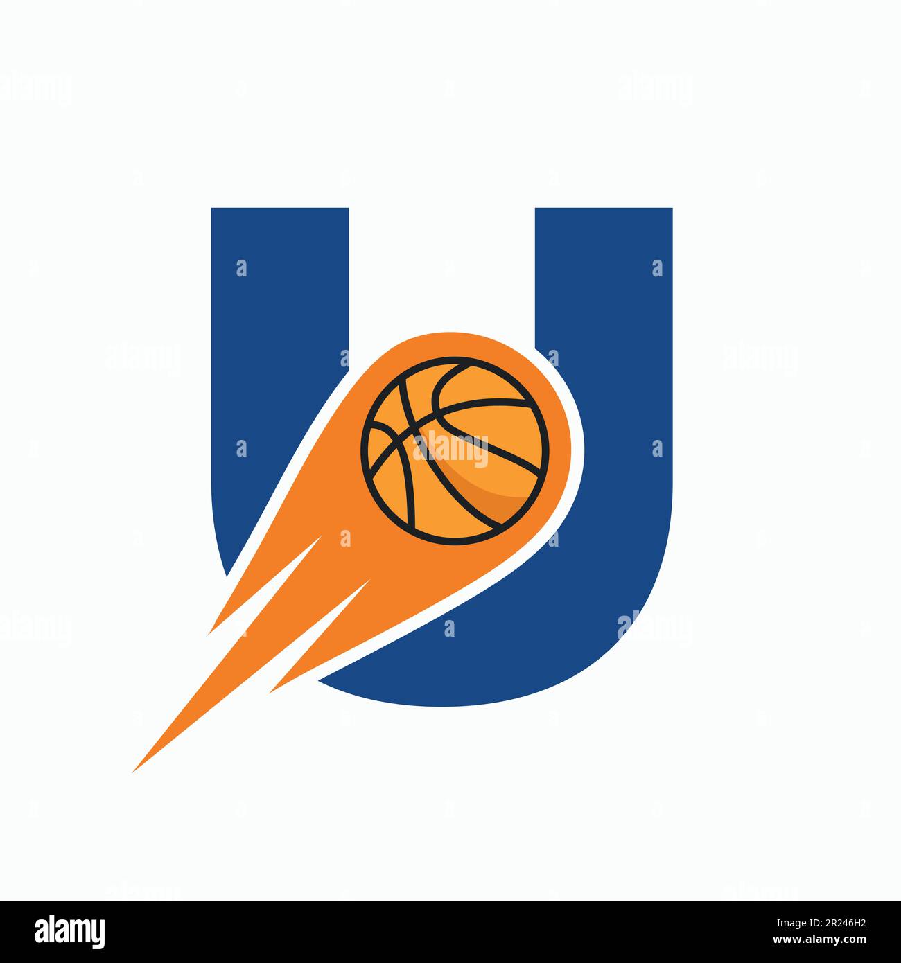 Letter U Basketball Logo Concept With Moving Basketball Icon. Basket ...