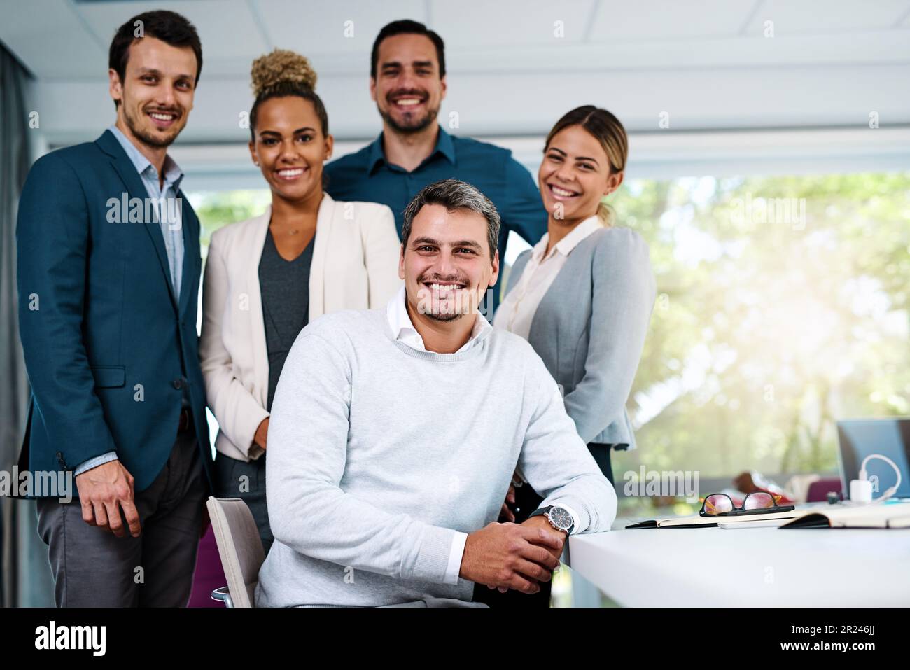 Diversity, portrait of colleagues smile and in office of their ...