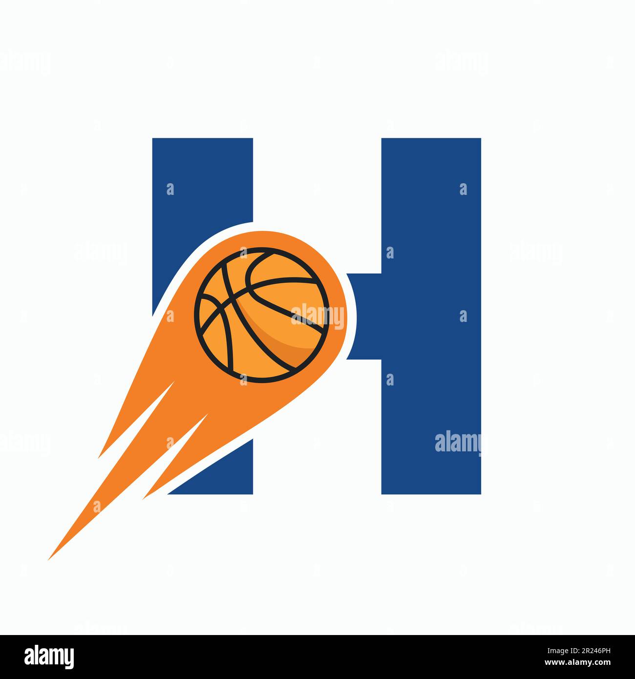 Letter H Basketball Logo Concept With Moving Basketball Icon. Basket ...