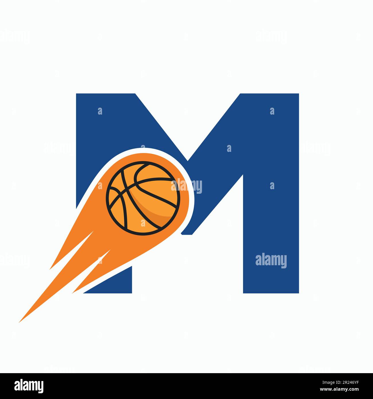 Letter M Basketball Logo Concept With Moving Basketball Icon. Basket ...