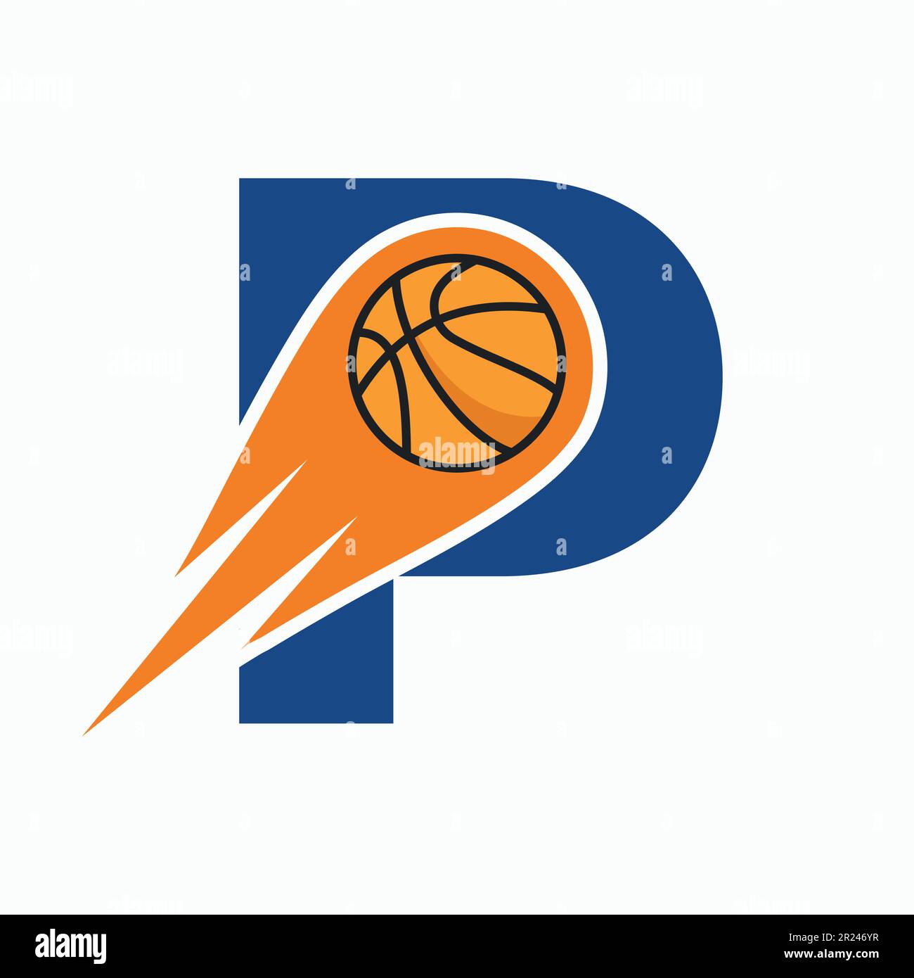Letter P Basketball Logo Concept With Moving Basketball Icon. Basket ...