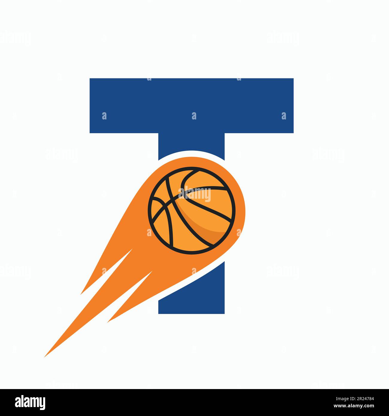 Letter T Basketball Logo Concept With Moving Basketball Icon. Basket ...