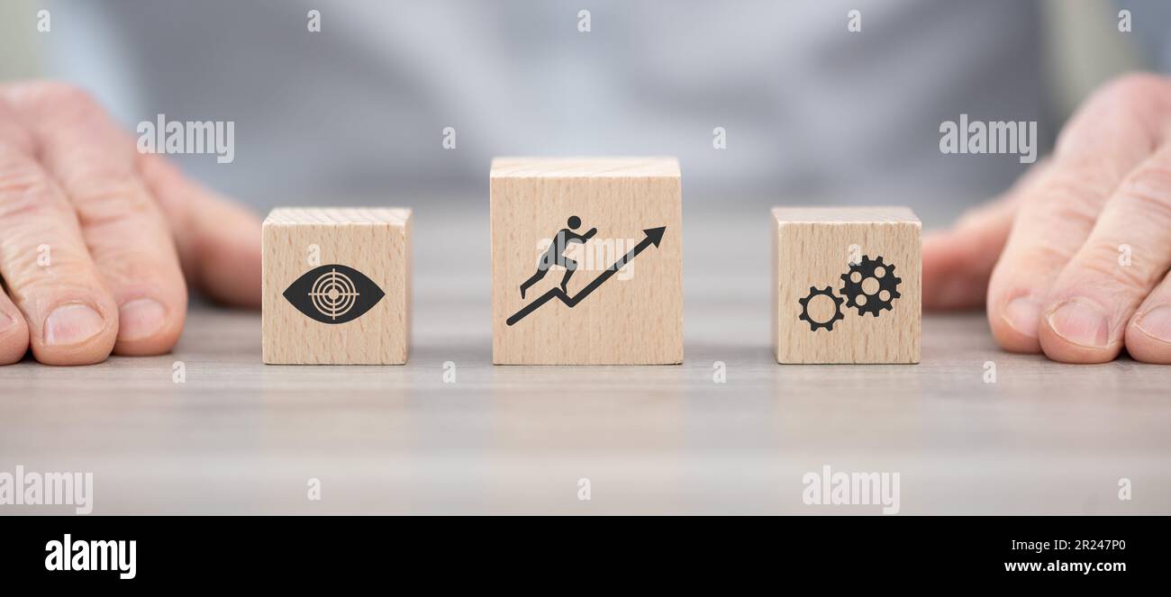 Wooden blocks with symbol of motivation concept Stock Photo - Alamy