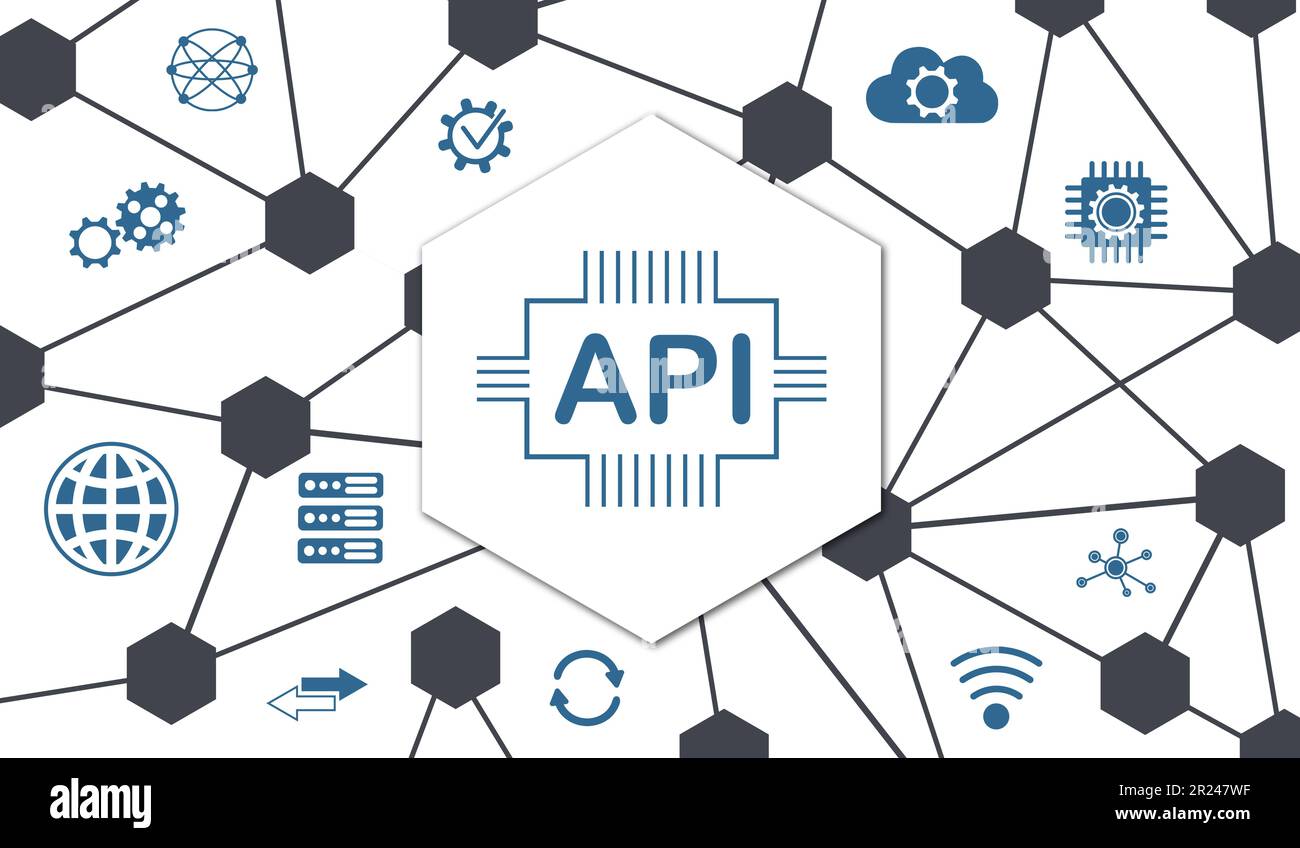 Concept of api with connected icons Stock Photo - Alamy