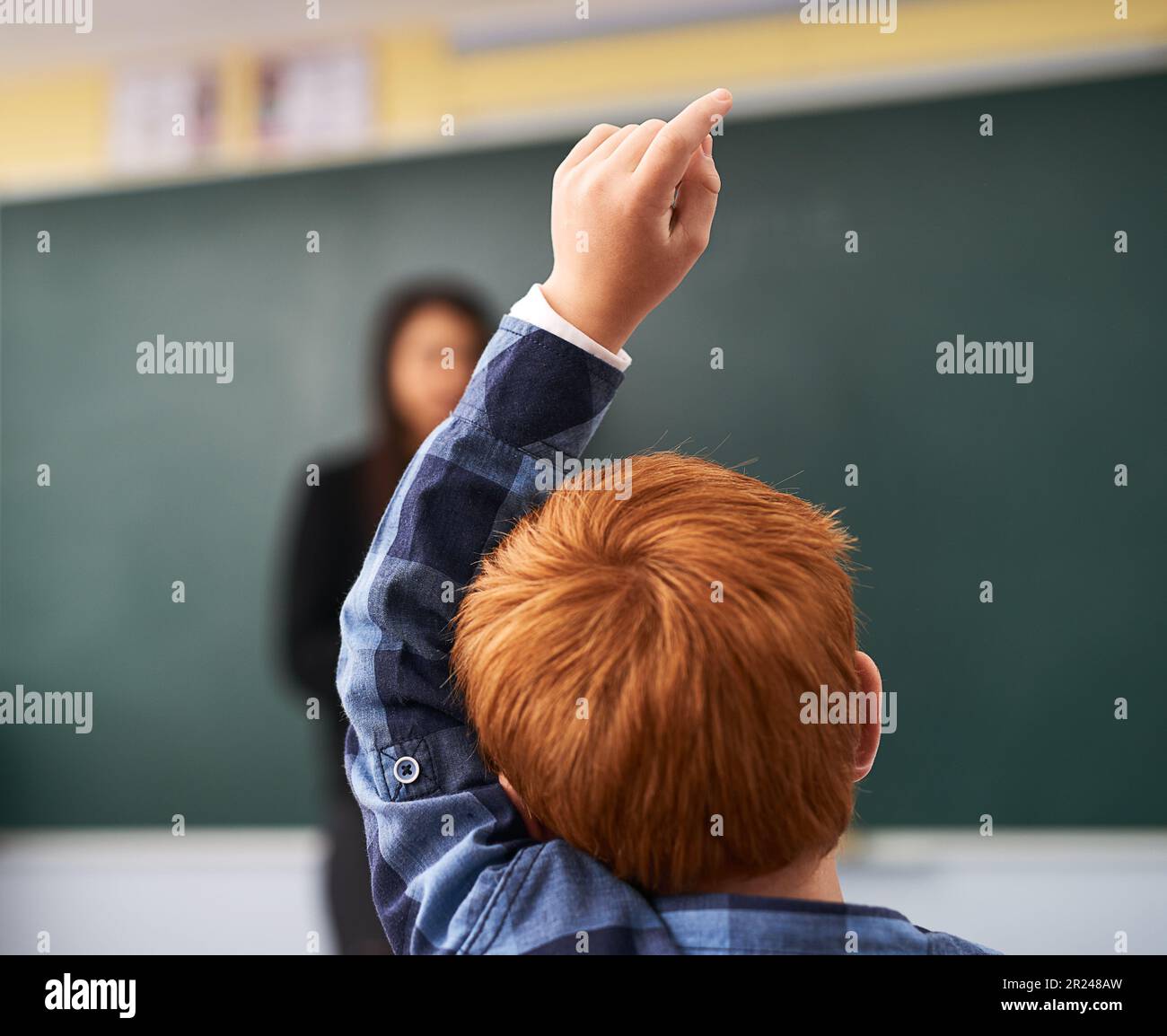 Child, question and student in classroom with question for teacher ...