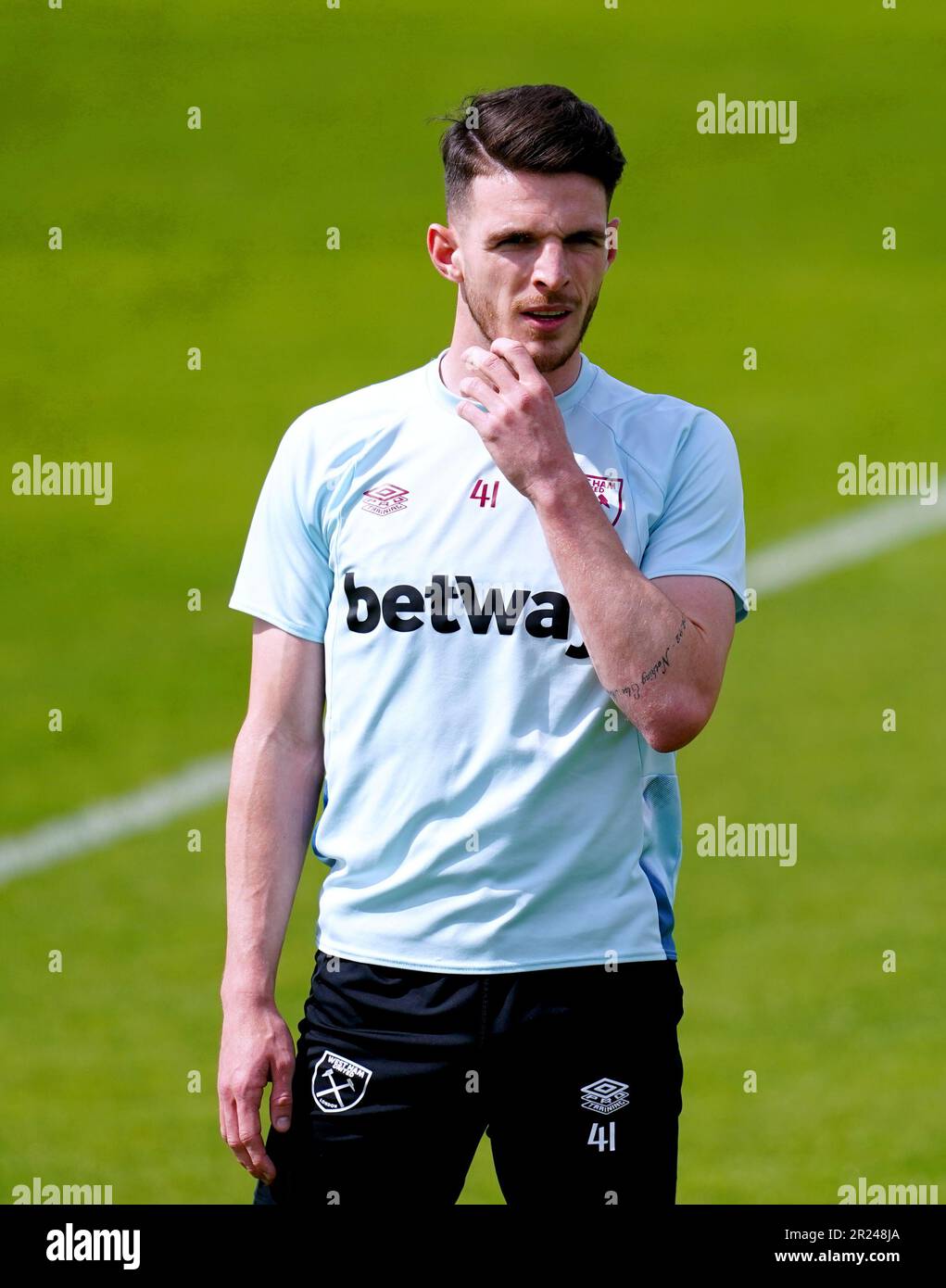 West Ham United's Declan Rice during a training session at Rush Green ...