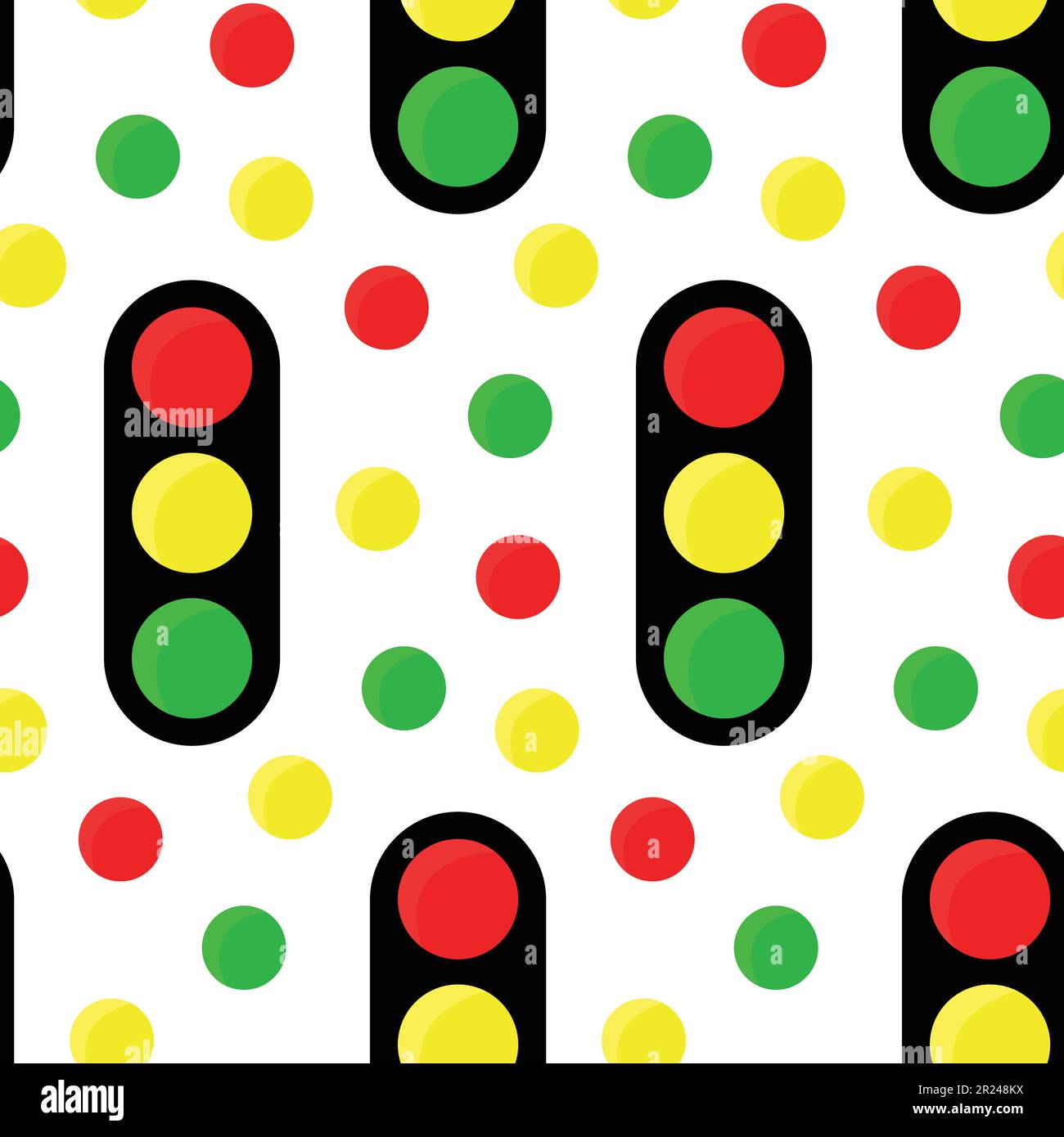 Traffic light style seamless pattern colorful on white background with ...