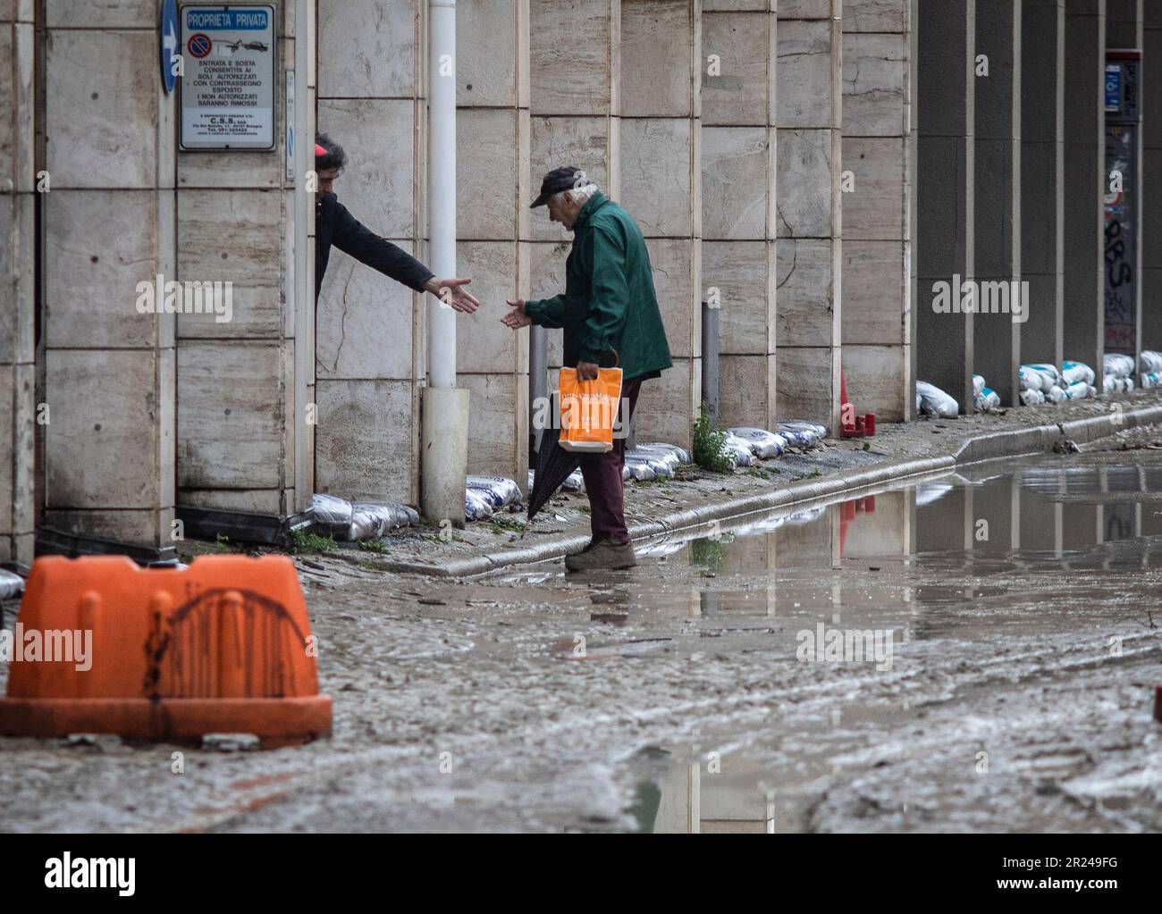 Bologna, Italy. 17th May, 2023. Bad weather: via Saffi is a river of ...
