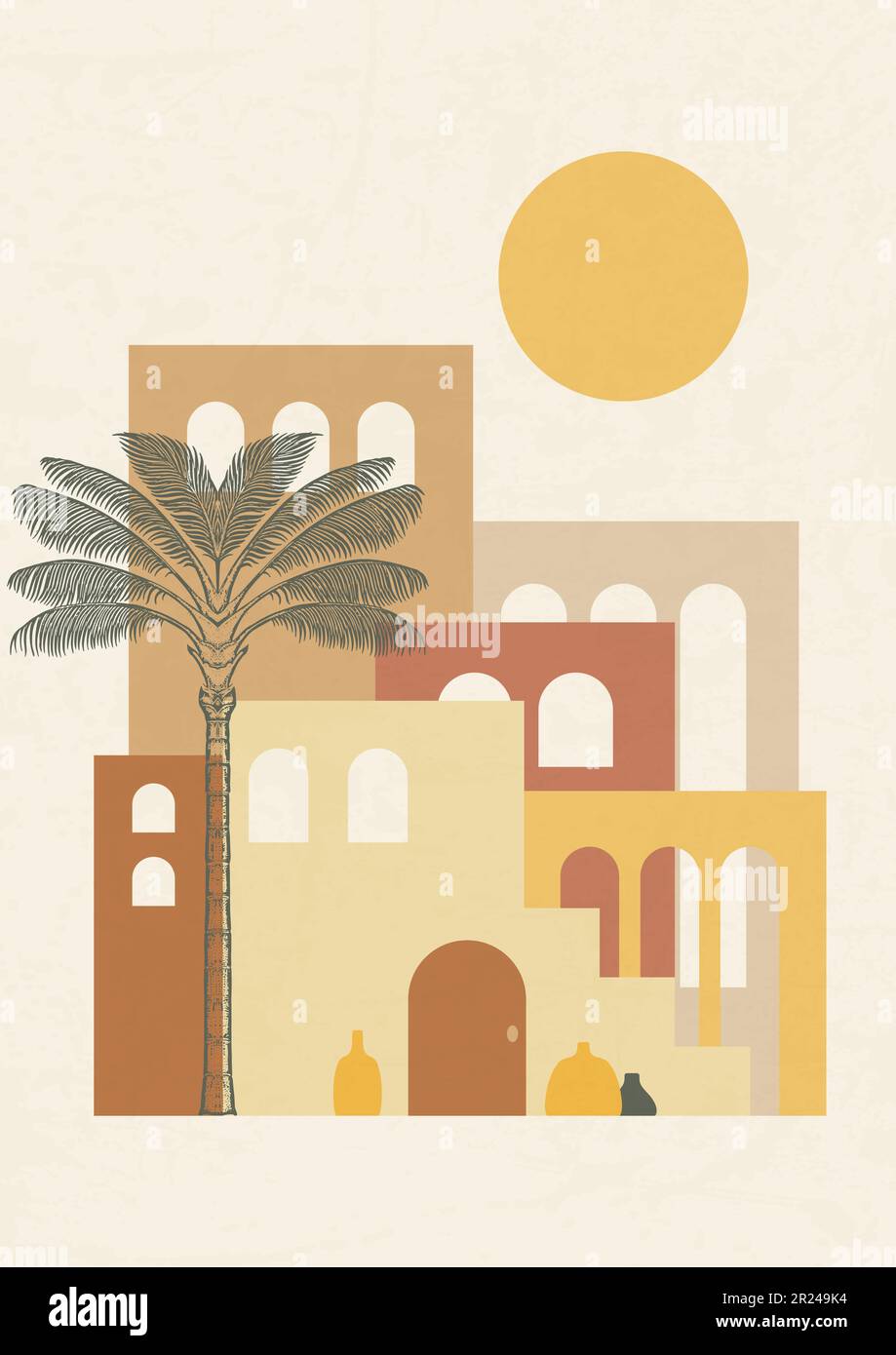 Morocco architecture under sunlight poster illustration Stock Vector ...