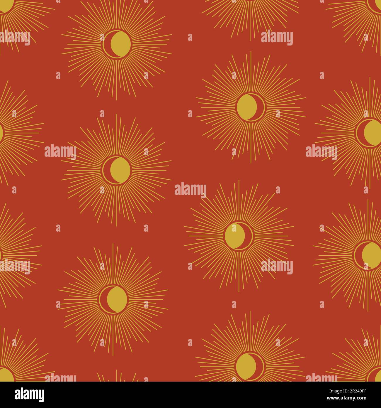 Celestial sun and moon eclipse aesthetic seamless pattern. Moon phases ...