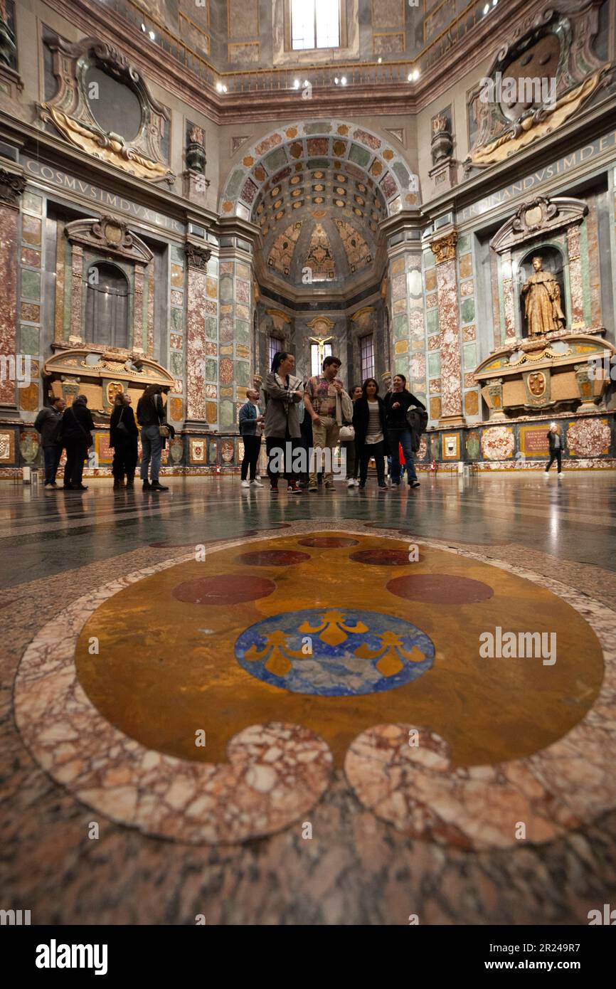 Italy, Tuscany, Florence, The Medici chapel, sculptures by Michelangelo ...