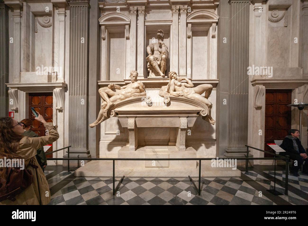 Italy, Tuscany, Florence, The Medici chapel, sculptures by Michelangelo ...