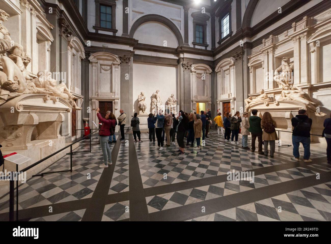 Italy, Tuscany, Florence, The Medici chapel, sculptures by Michelangelo ...