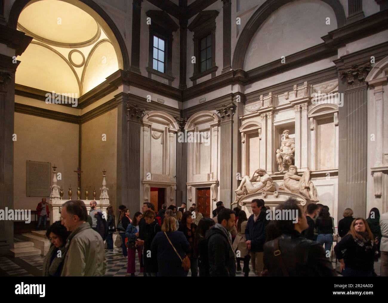 Italy, Tuscany, Florence, The Medici chapel, sculptures by Michelangelo ...