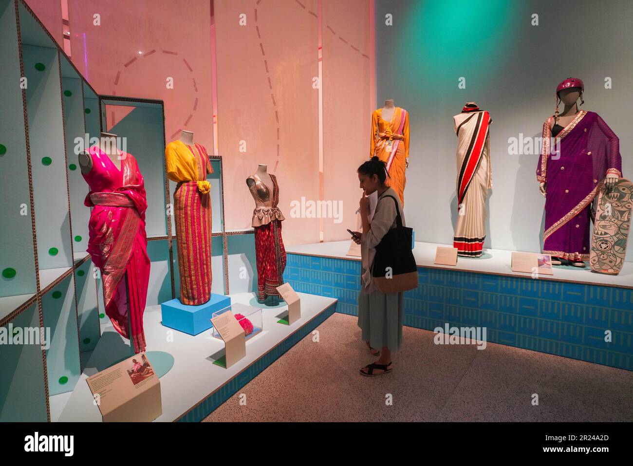 London UK. 17 May 2023 Preview The Offbeat Sari at Design museum. A ...