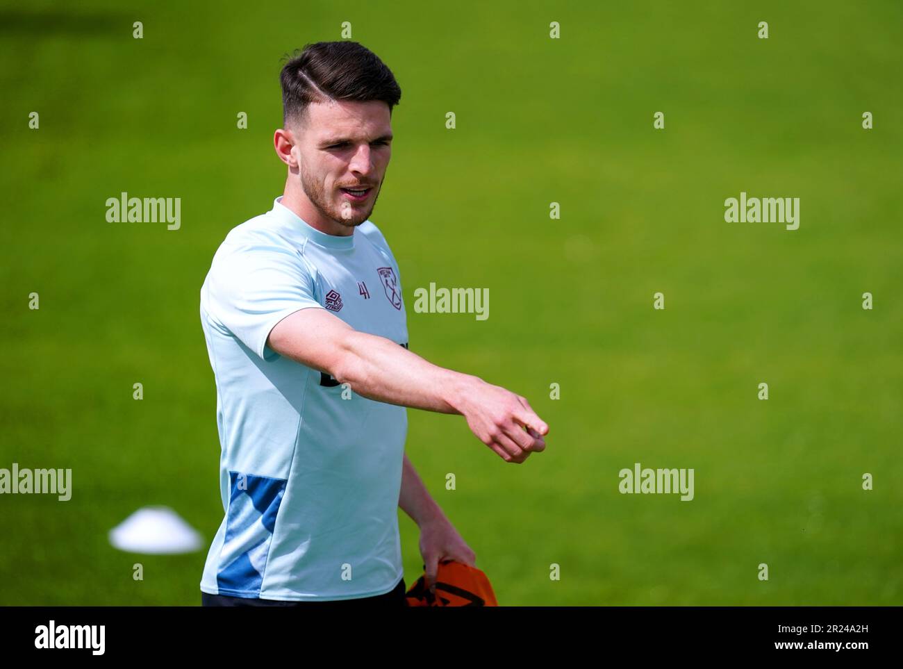 West Ham United's Declan Rice during a training session at Rush Green ...