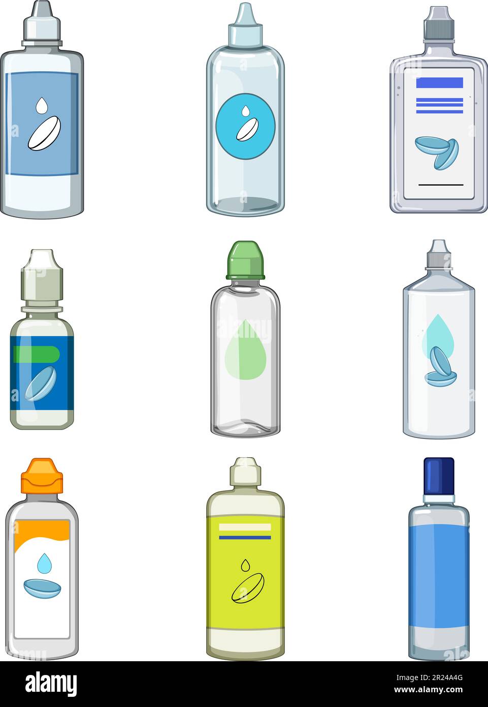 contact lens solution set cartoon vector illustration Stock Vector ...