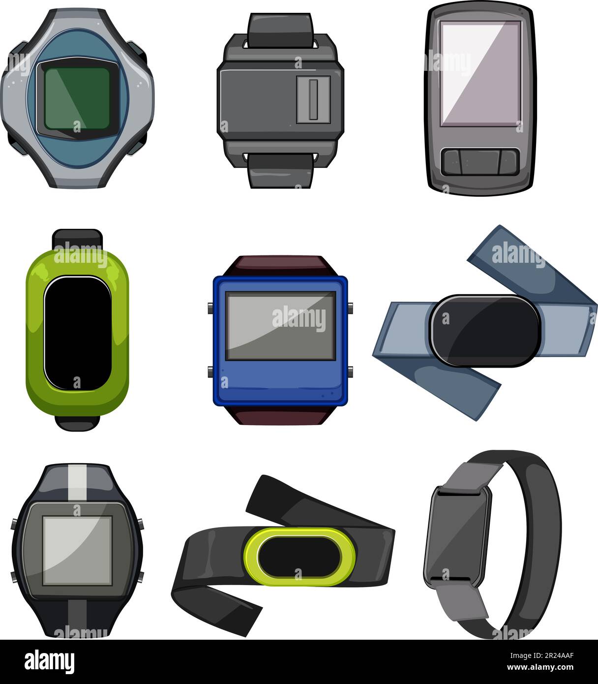 heart rate monitor set cartoon vector illustration Stock Vector Image ...