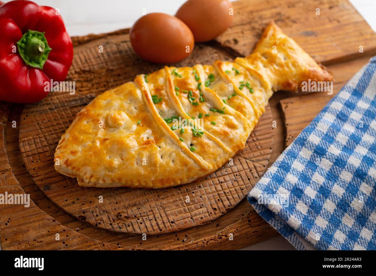 Fish-shaped puff pastry stuffed with tuna Stock Photo - Alamy