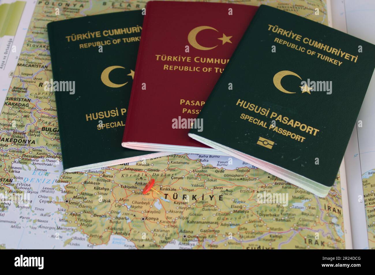 Turkish passports are on a map of Turkey Stock Photo - Alamy