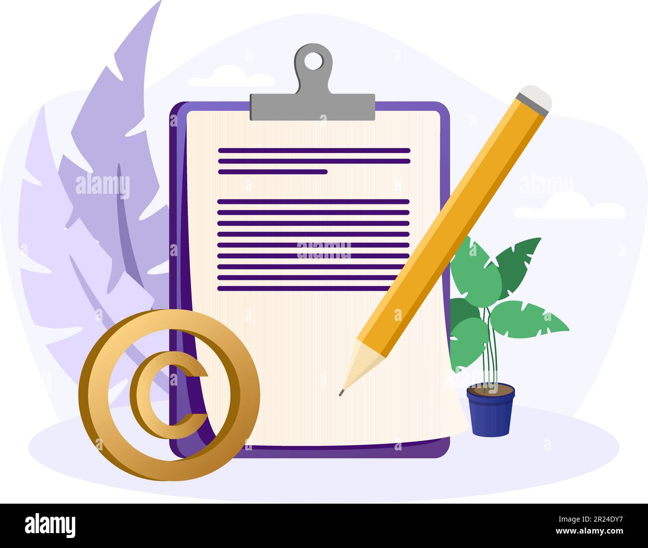 Copyright illustration. Paper, page, text, pencil, plant. Editable ...