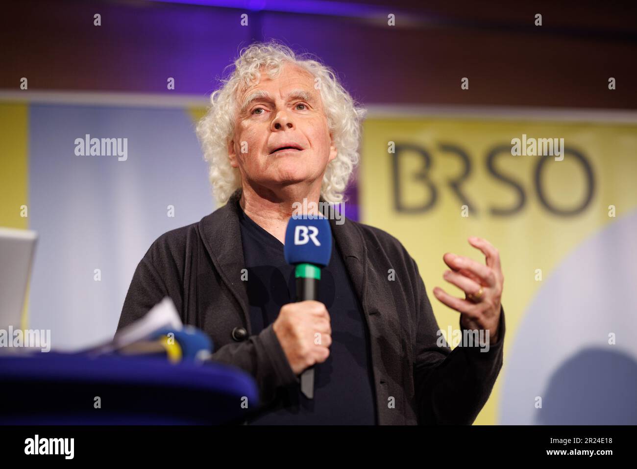 Munich, Germany. 17th May, 2023. Sir Simon Rattle, designated chief ...