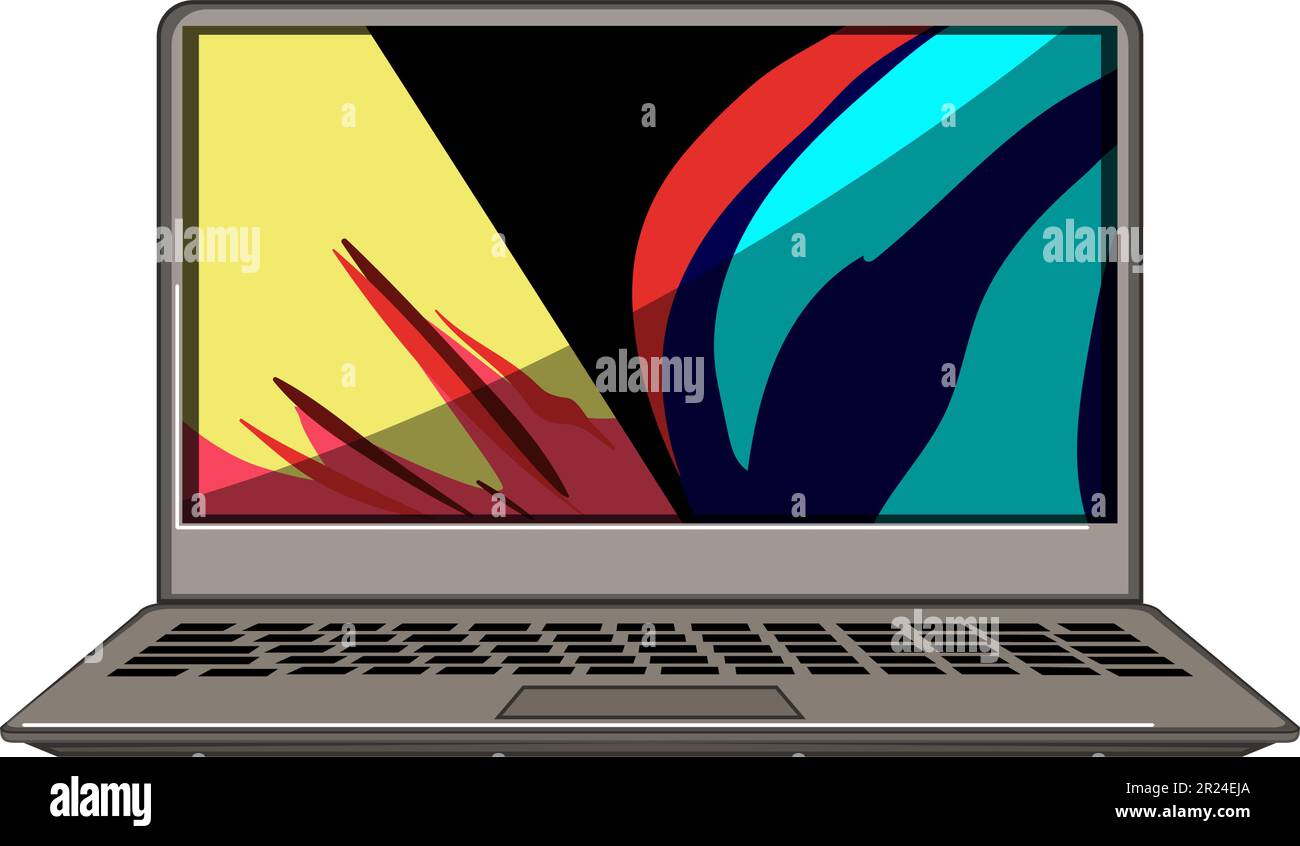 desktop laptop computer cartoon vector illustration Stock Vector Image ...