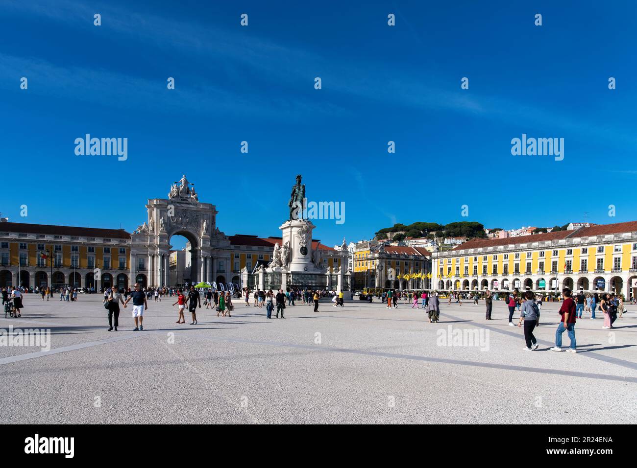 Lisbon, Portugal-October 2022: View of bright yellow flags along Praça ...